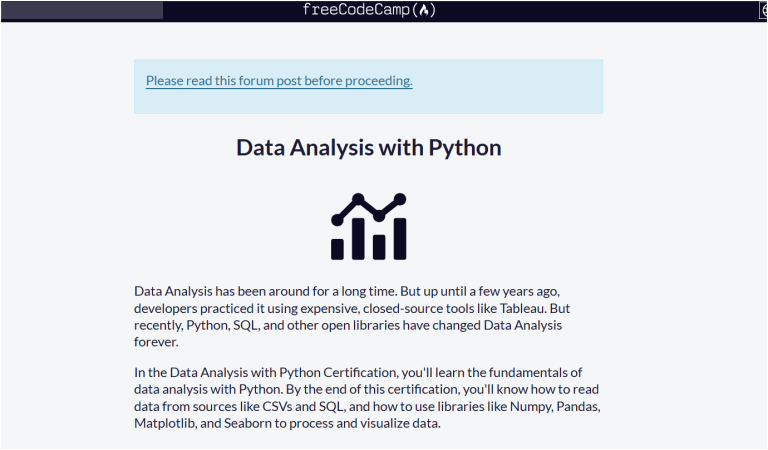 دورة Data Analysis with Python من freeCodeCamp مجانًا + الشهادة - تعليم اللغة الإنجليزية